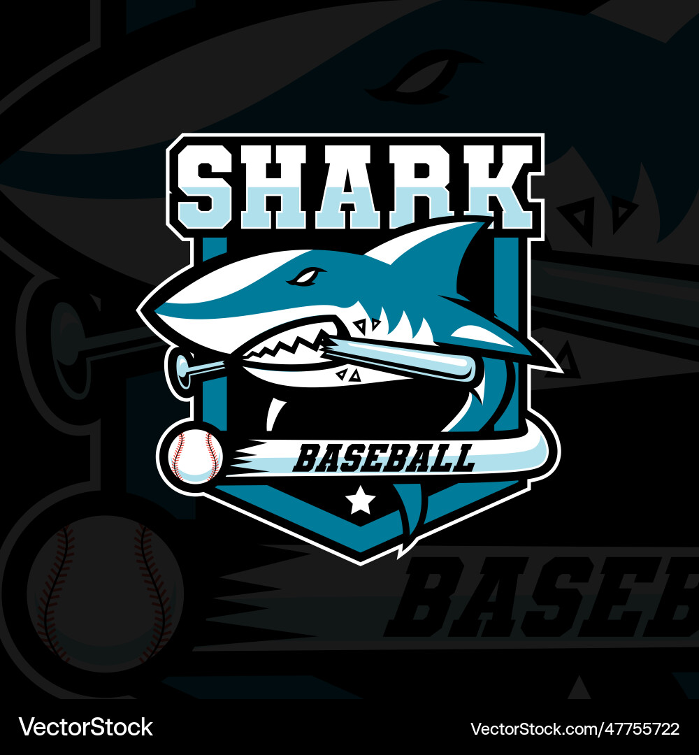 Shark Maskottchen Logo Design für Baseball-Team Vektorbild