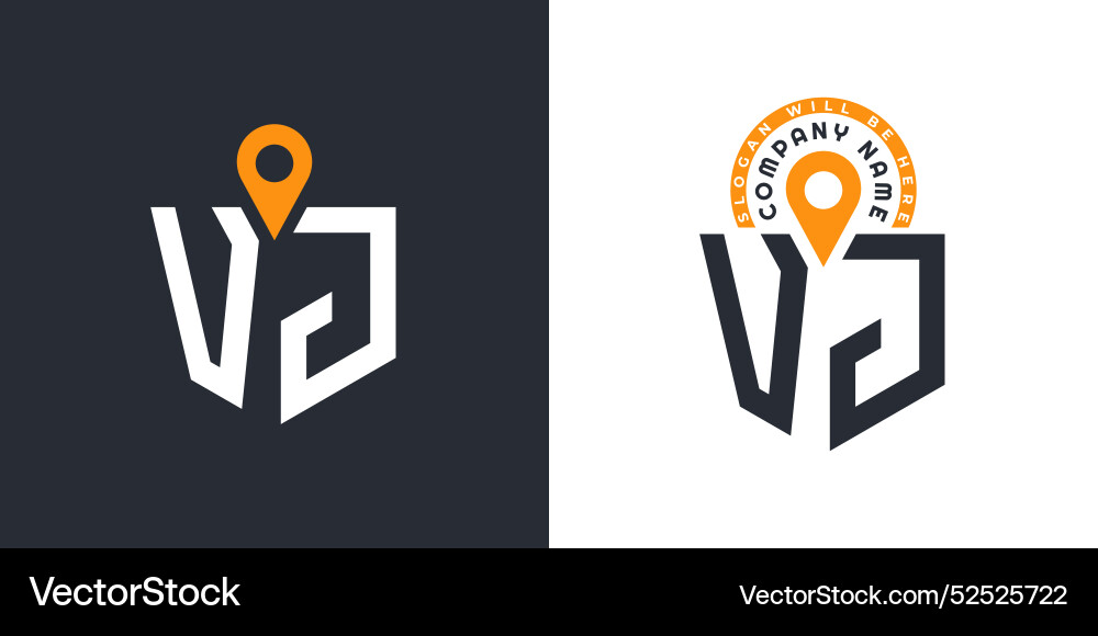 Vj location logo bundle letter dual icons Vector Image