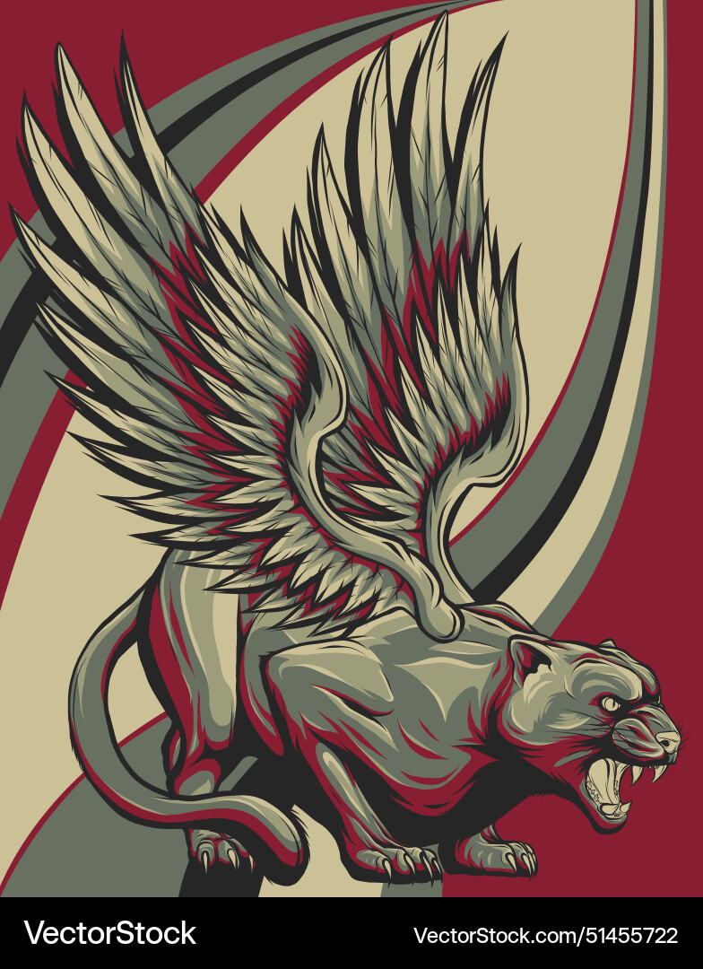 Winged panther on white Royalty Free Vector Image