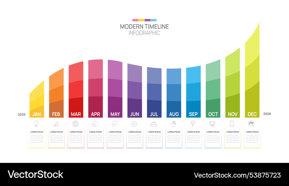 Business step timeline infographic wave template Vector Image
