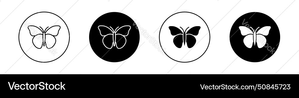 Butterfly icon set flying outline symbol Vector Image