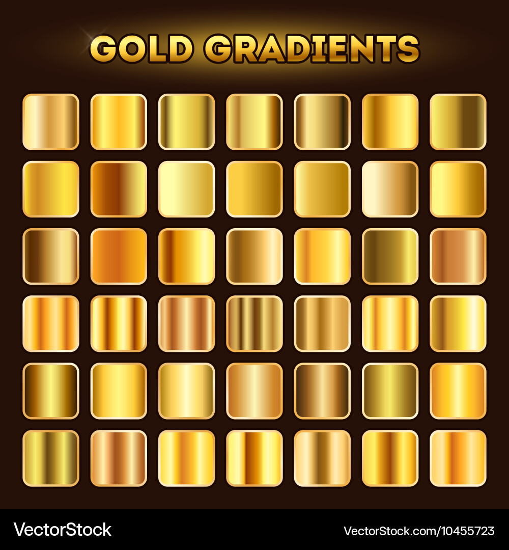 Gold gradients set Royalty Free Vector Image - VectorStock