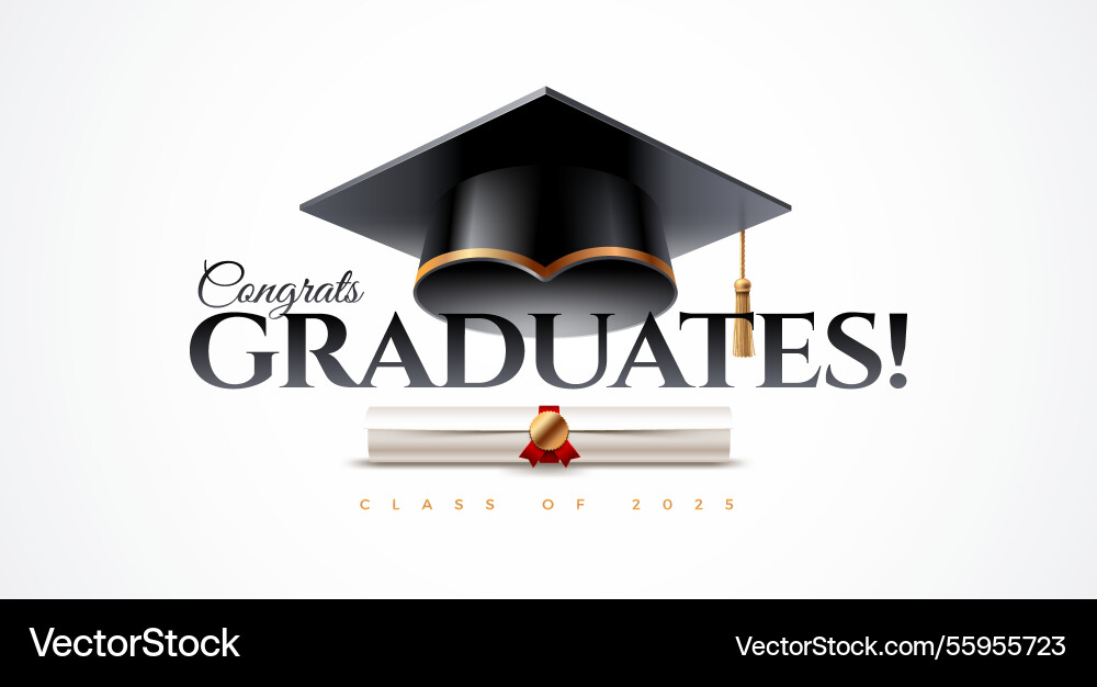 Graduate cap and diploma scroll Royalty Free Vector Image