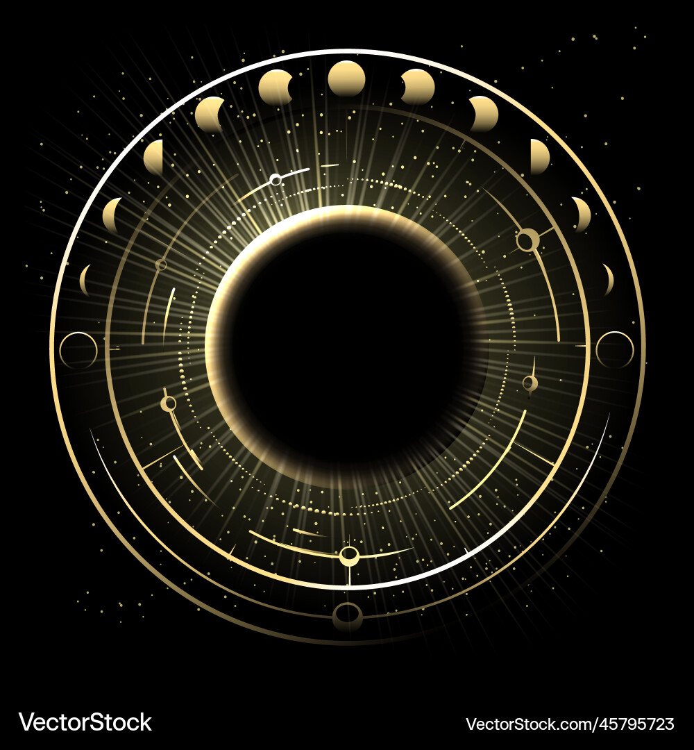 Solar eclipse and phases of moon astrology Vector Image
