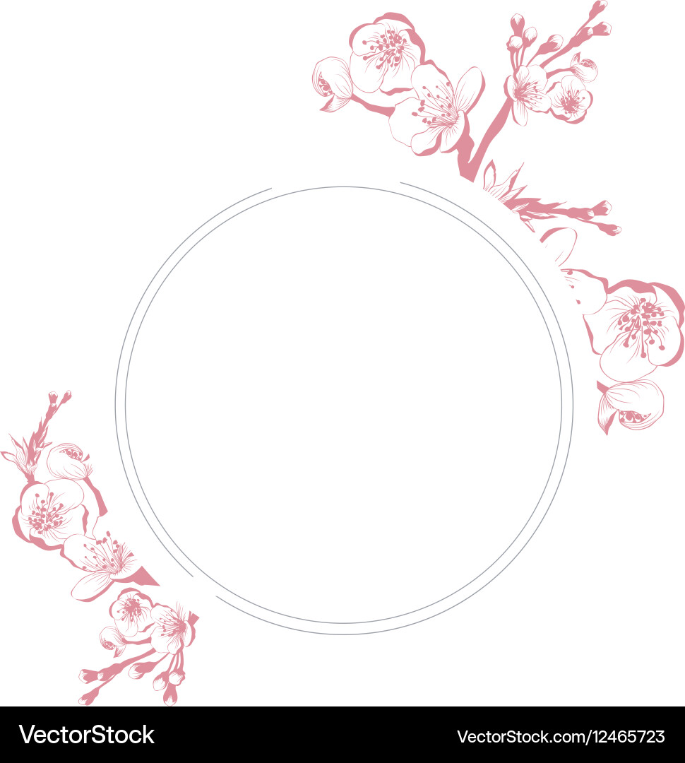 Spring blossom flower round frame Royalty Free Vector Image