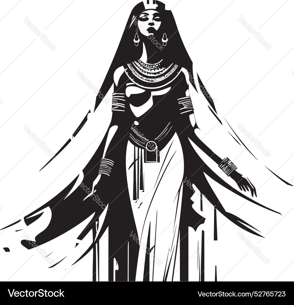 Timeless sovereign cleopatra full body logo Vector Image
