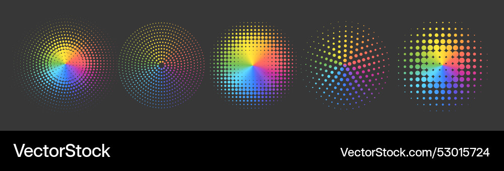 Abstract rainbow color circles with dots texture Vector Image