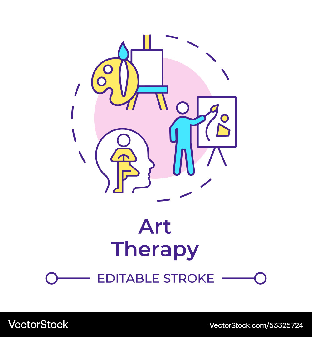 Art therapy multi color concept icon Royalty Free Vector