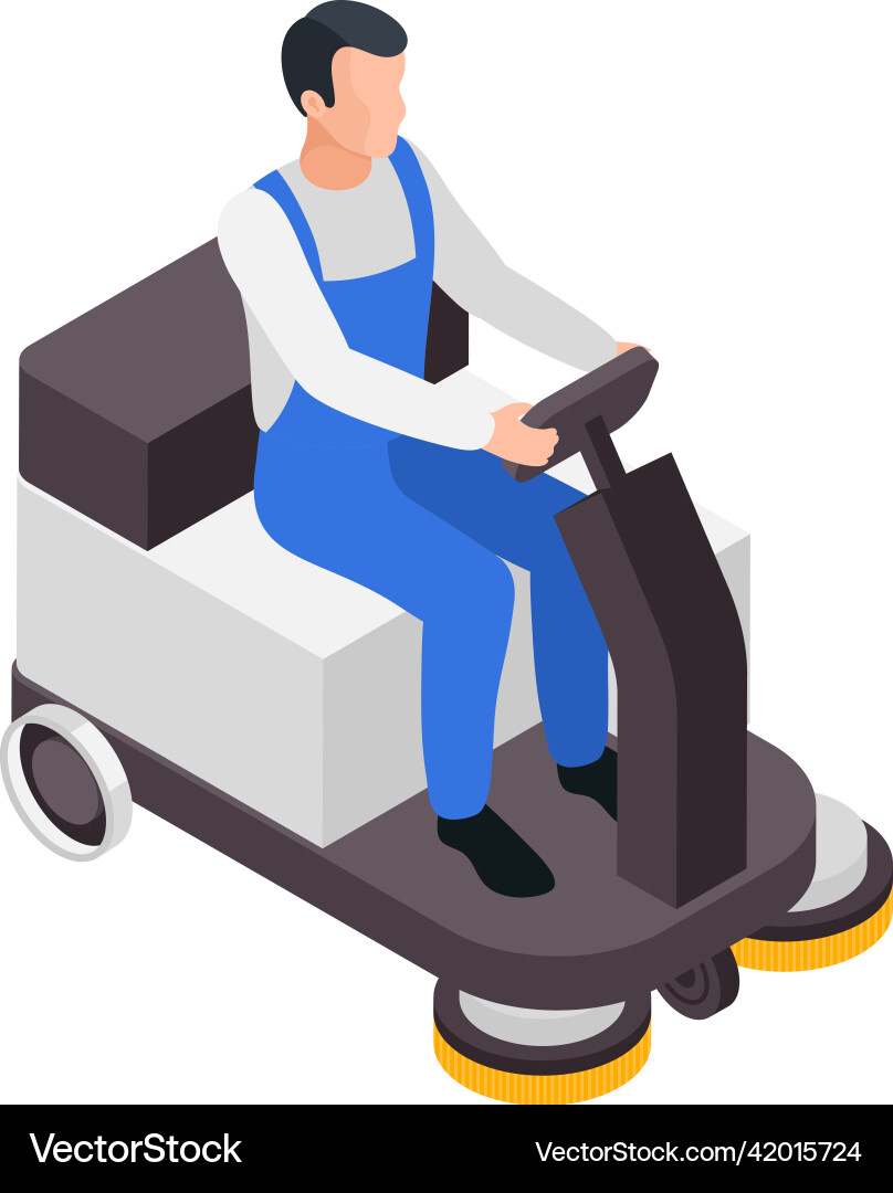 Cleaning cart man composition Royalty Free Vector Image