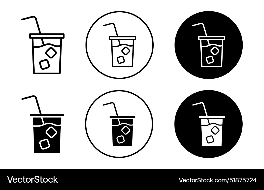 Iced tea cup icon outline flat Royalty Free Vector Image