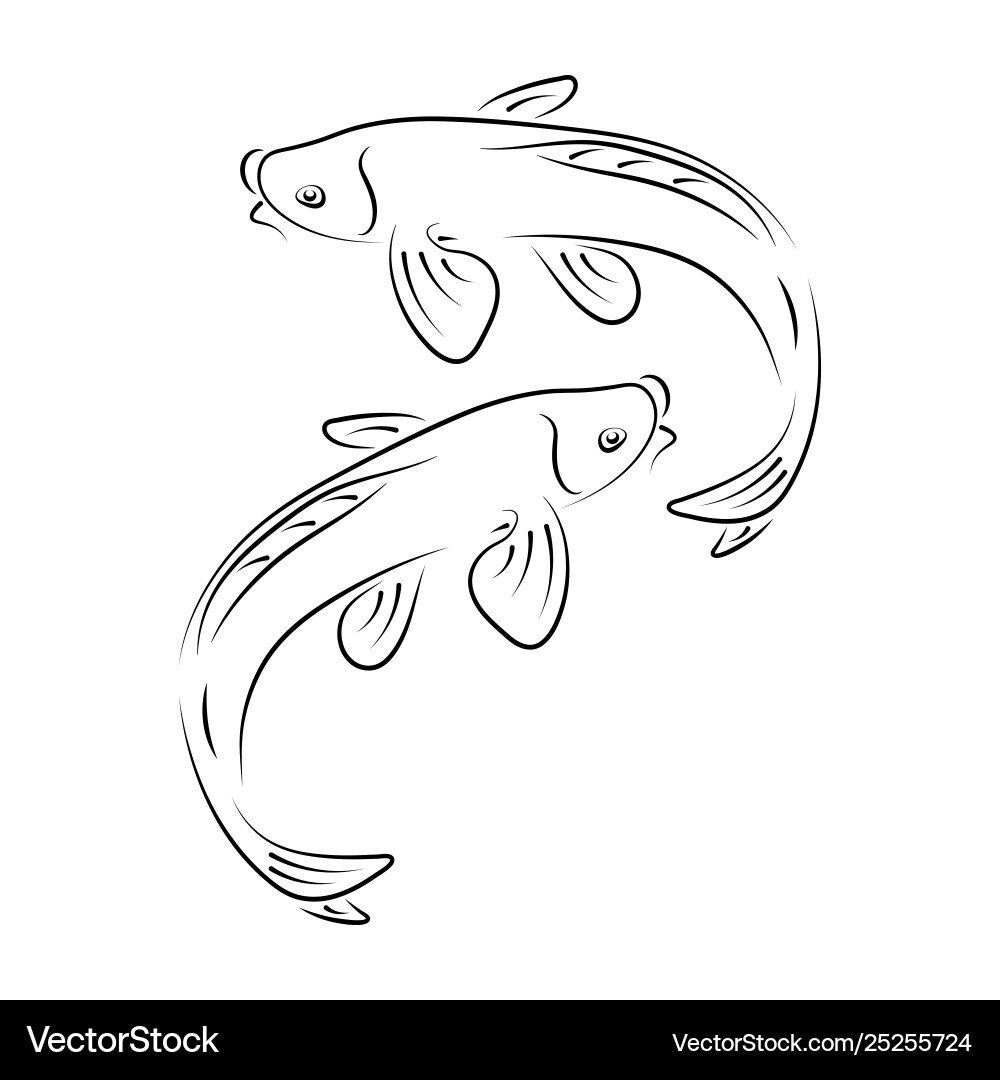 Japanese carp koi character abstract ink hand Vector Image
