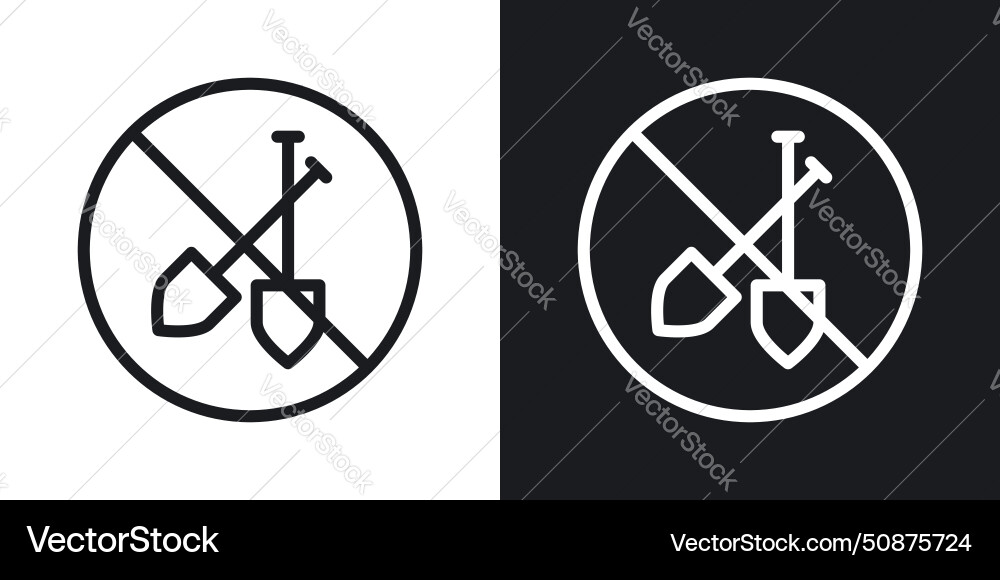 No digging sign icon set construction shovel work Vector Image