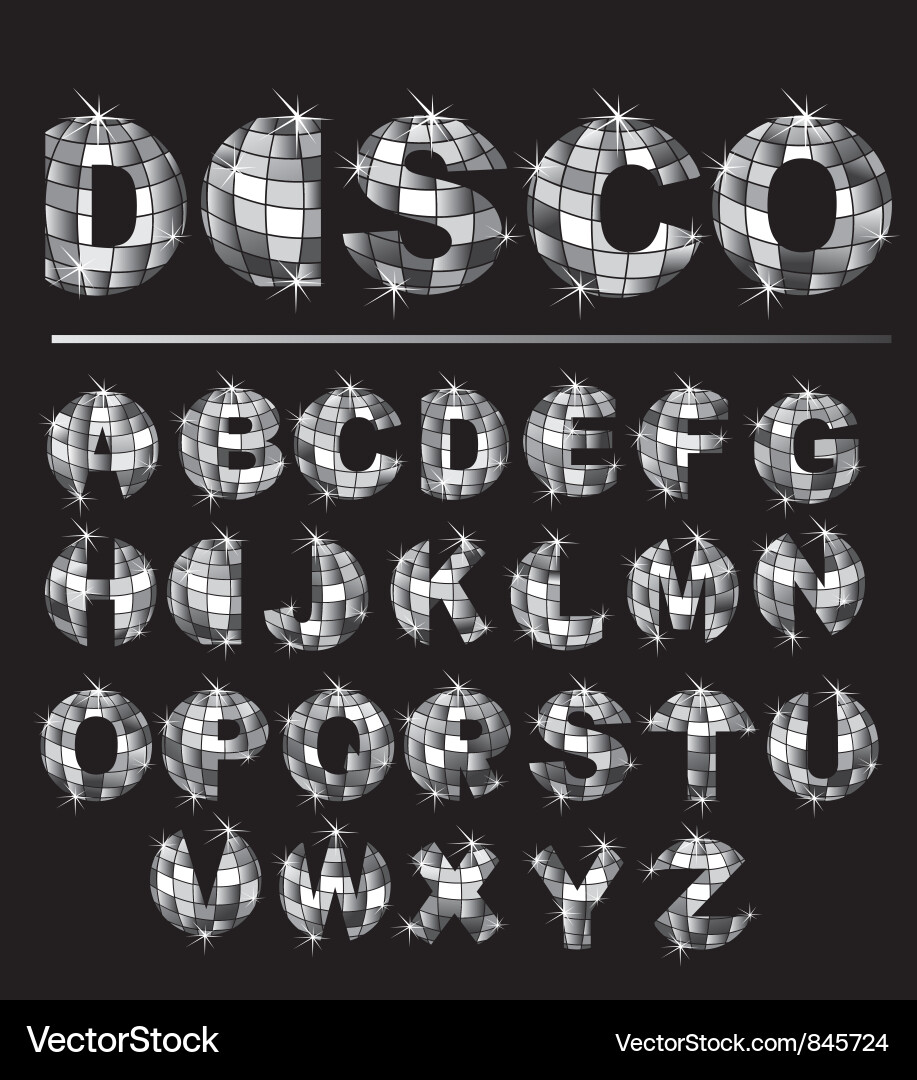 Silver disco ball letters Royalty Free Vector Image