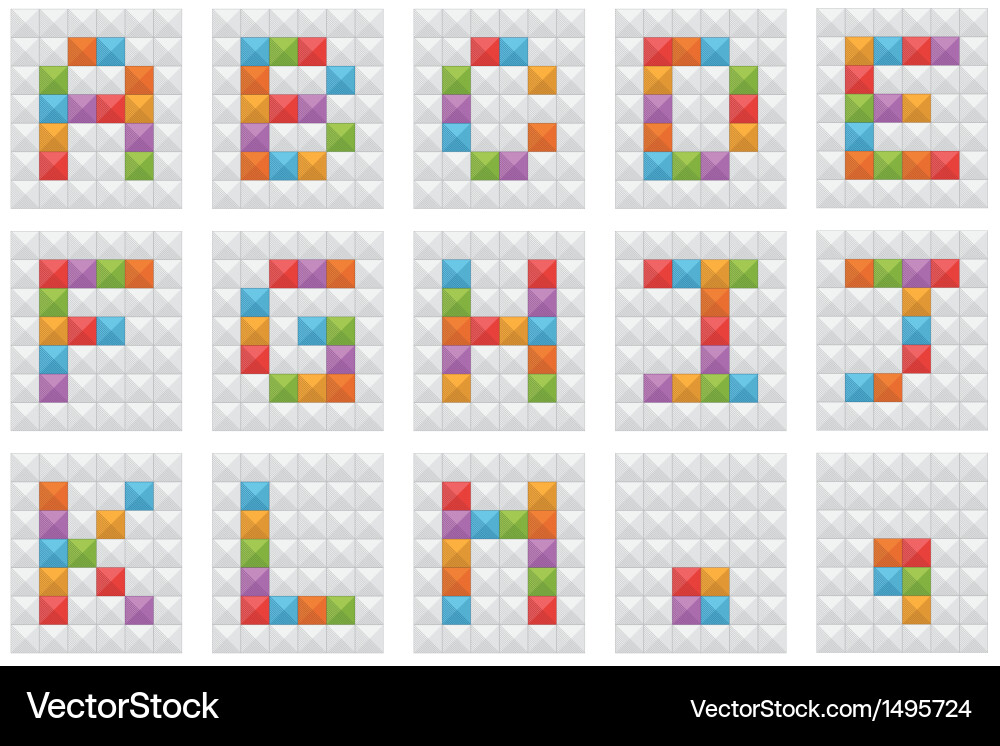 Square alphabet on white set 1 – Royalty-Free Vector | VectorStock