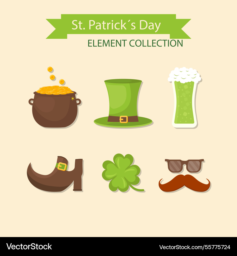 St patricks day element collection Royalty Free Vector Image