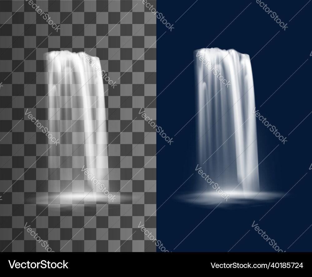Waterfall cascade realistic water fall flow pour Vector Image