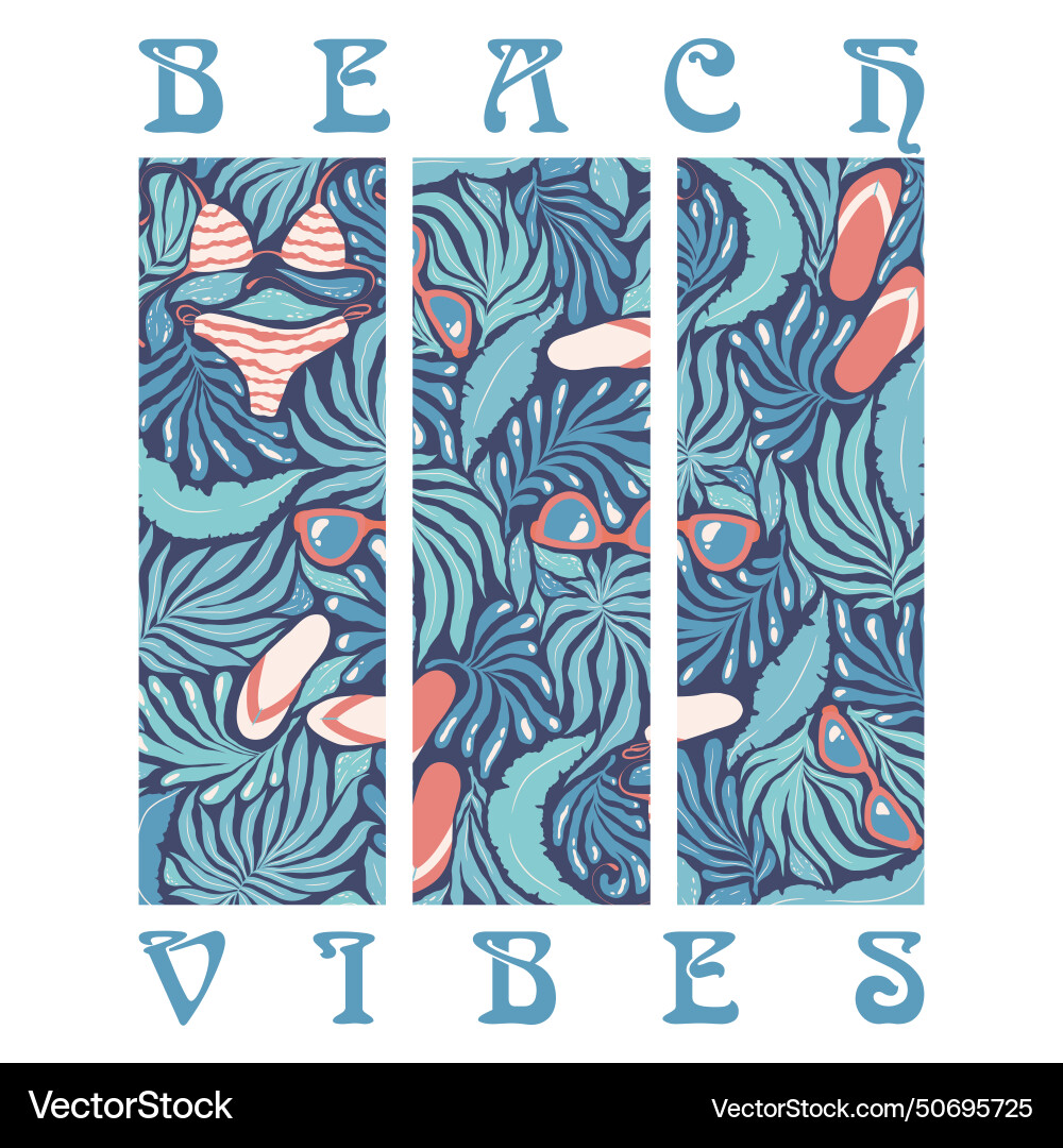 Art with lettering beach vibes Royalty Free Vector Image