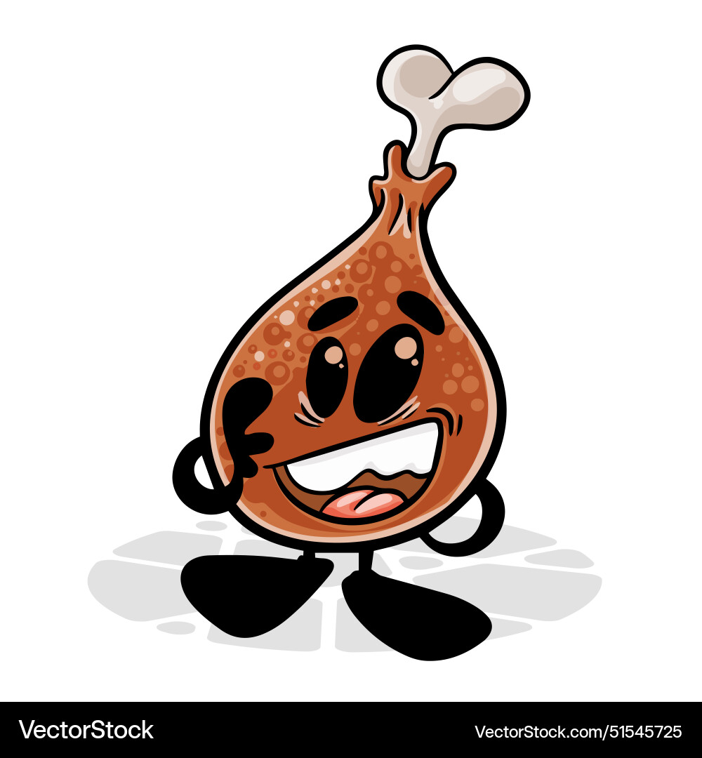 Chicken leg fried funnny cartoon character Vector Image