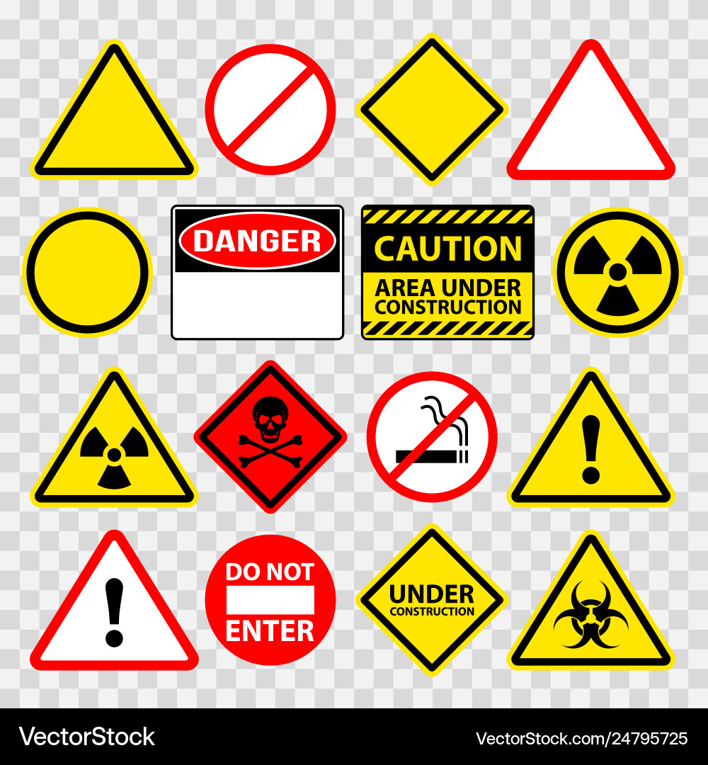 Construction Warning Signs Icons Royalty Free Vector Image