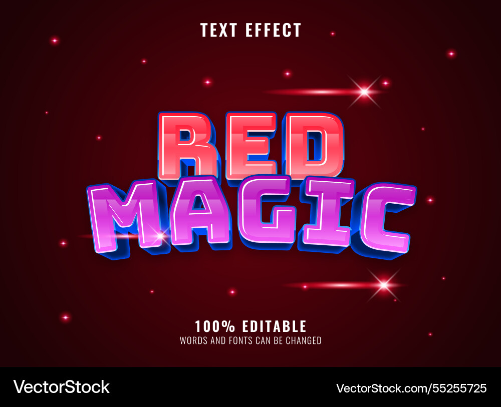 Fantasy red magic text effect Royalty Free Vector Image