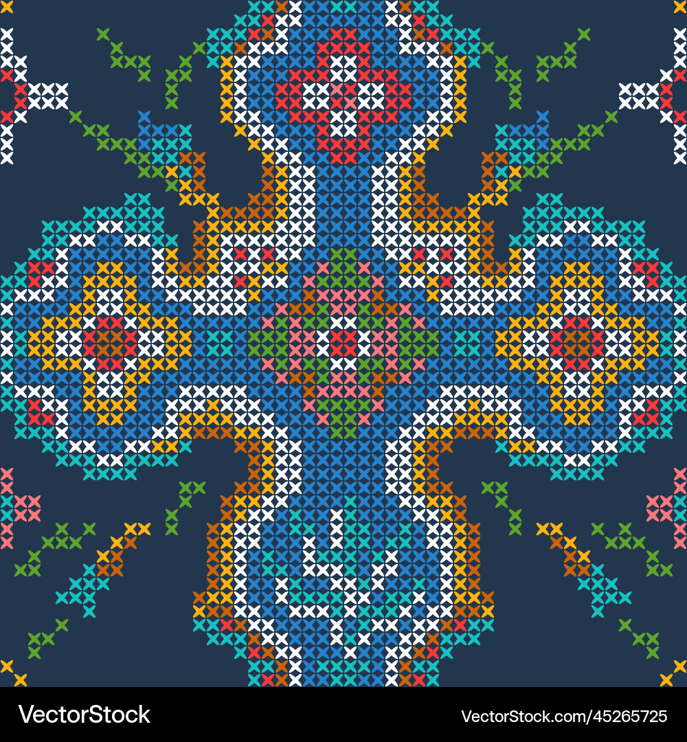 Floral Cross Stitch Pattern Royalty Free Vector Image