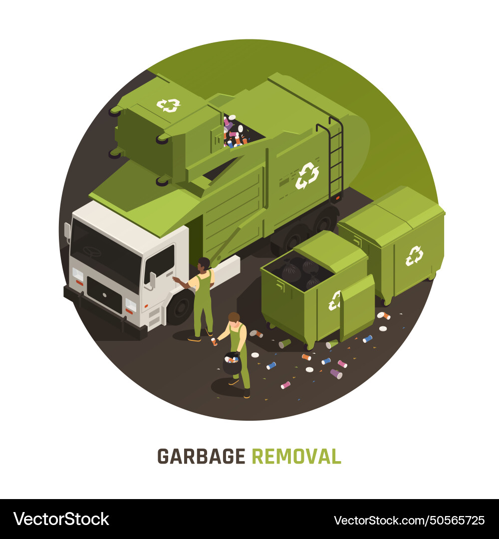 Garbage removal round composition Royalty Free Vector Image