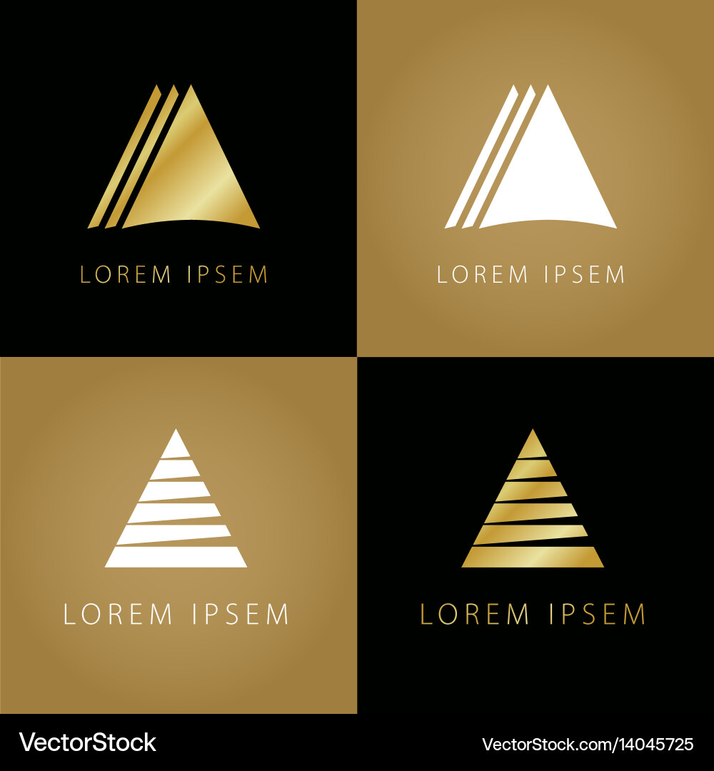 Golden triangle symbols Royalty Free Vector Image