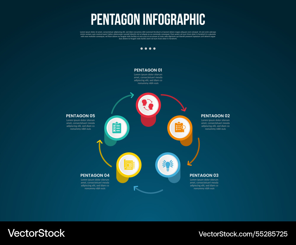Pentagon base shape template infographic Vector Image