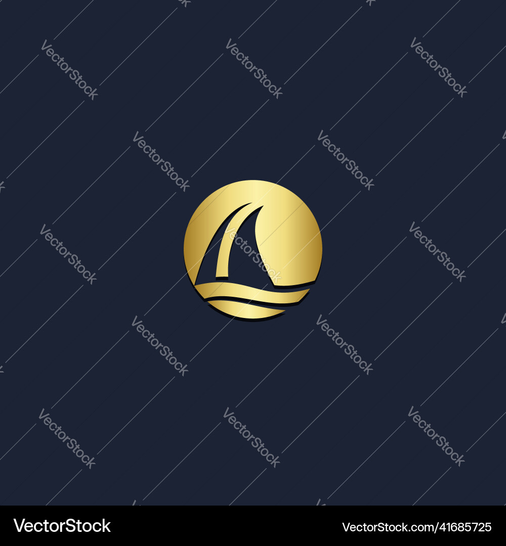 Sailing boat gold logo Royalty Free Vector Image