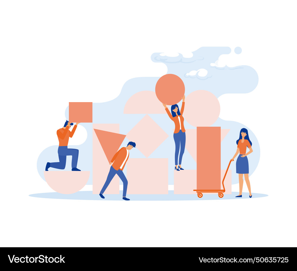 Teamwork cooperation office employees group set Vector Image