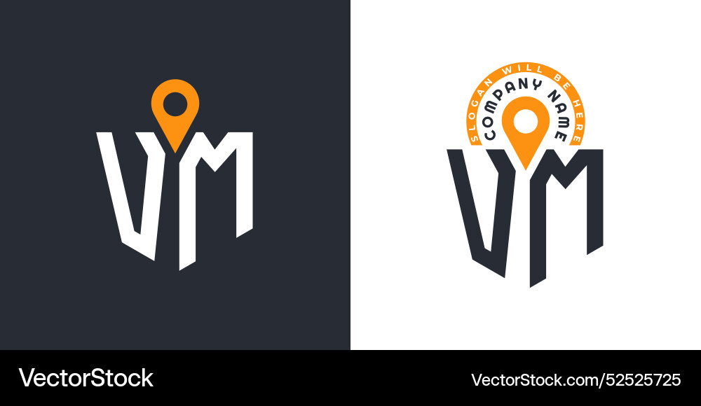 Vm location logo bundle letter dual icons Vector Image