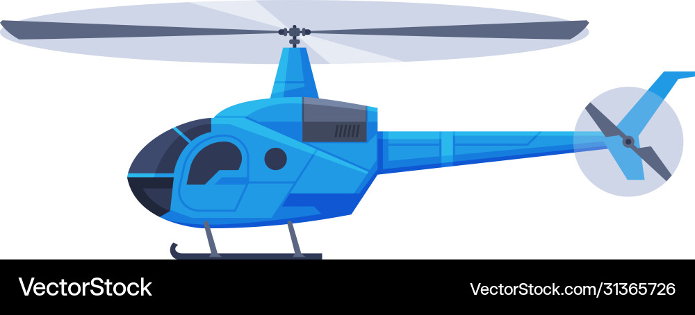 Blue helicopter aircraft flying chopper air Vector Image