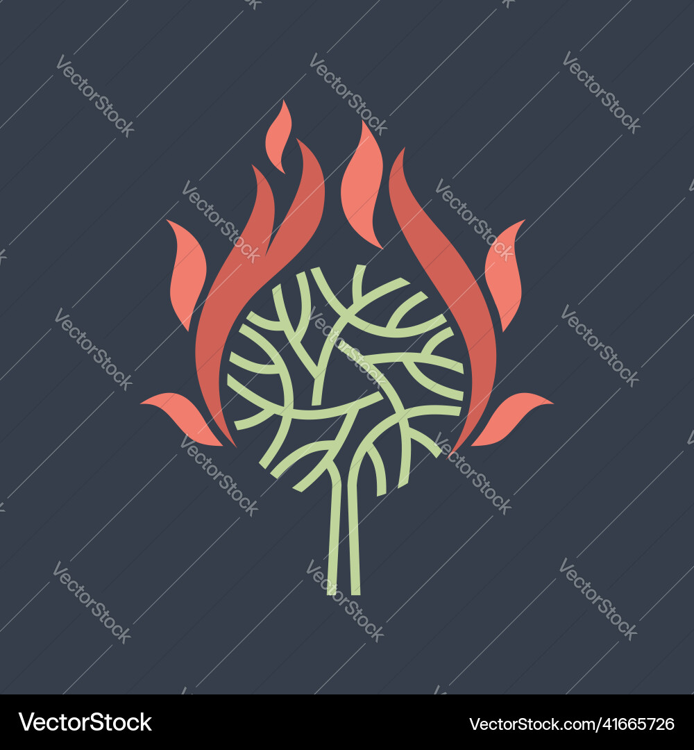 Burning bush that the prophet moses saw Royalty Free Vector