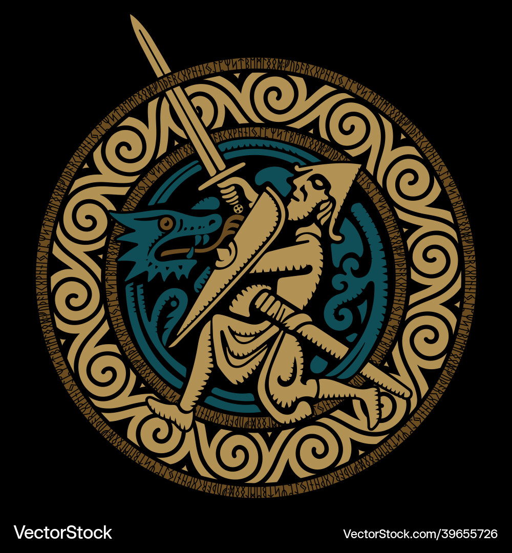 Celtic scandinavian design viking warrior Vector Image