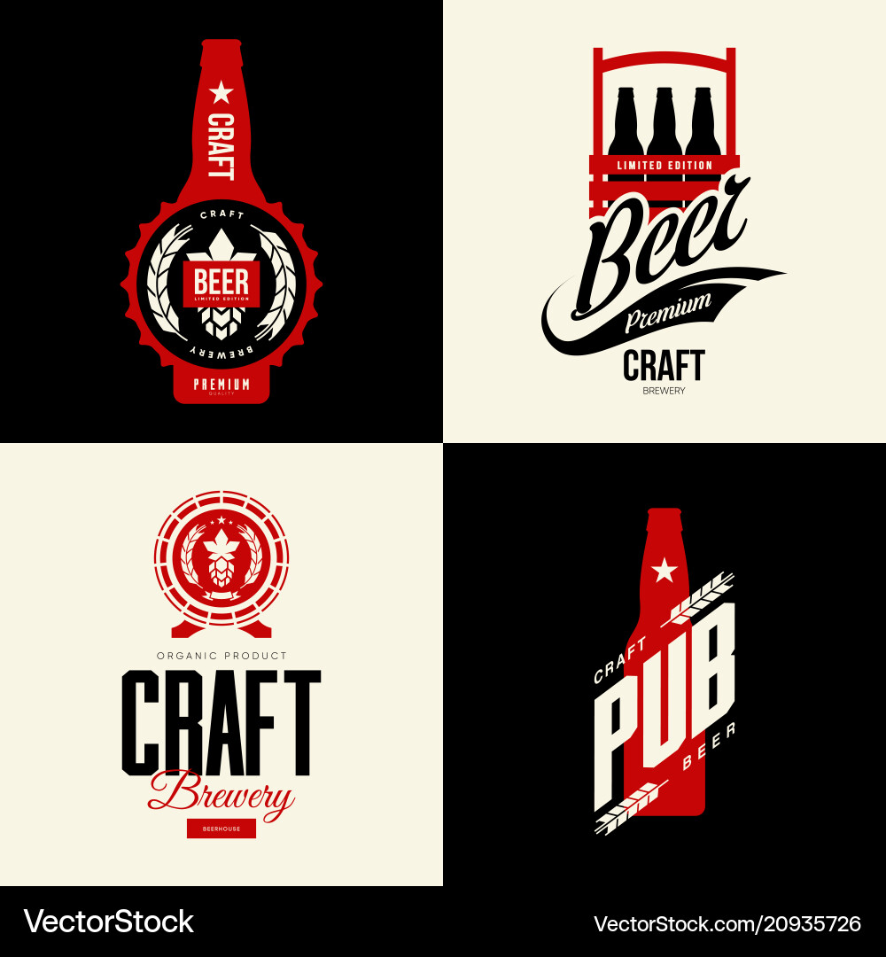 Craft Beer Logo Set Royalty Free Vector Image - VectorStock