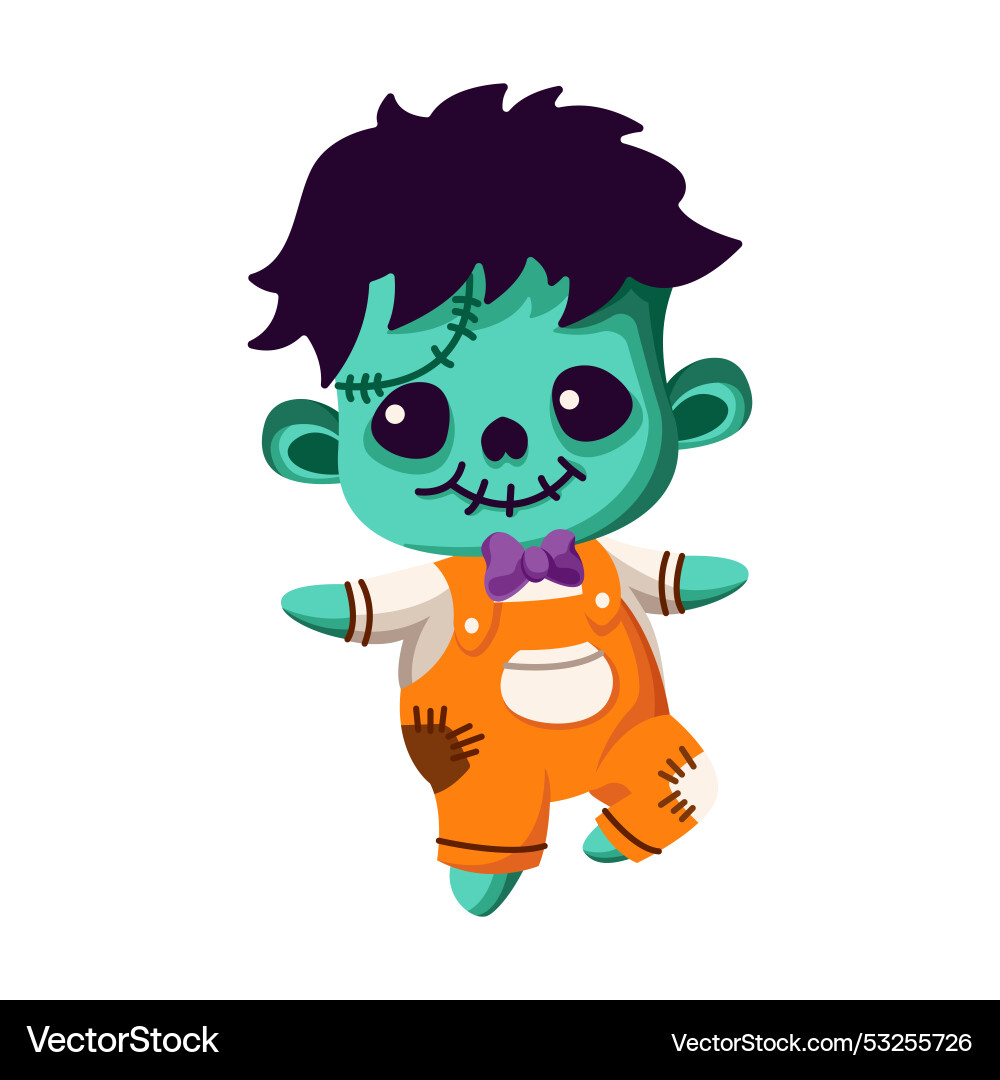 Dancing zombie with bow tie flat color Royalty Free Vector