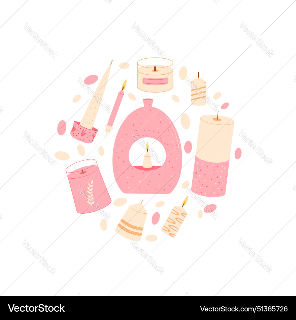 Holiday aroma candles circle emblem handmade Vector Image
