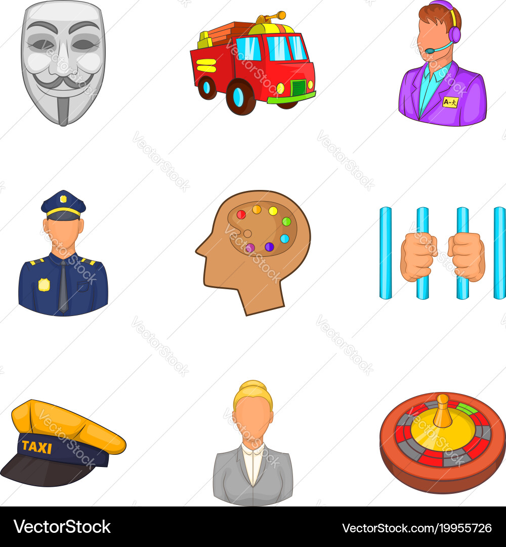 Human activity icons set cartoon style Royalty Free Vector