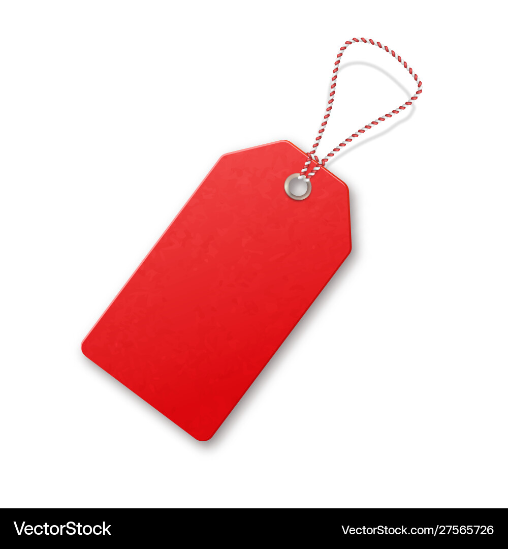 Red realistic textured sell tag with rope Vector Image