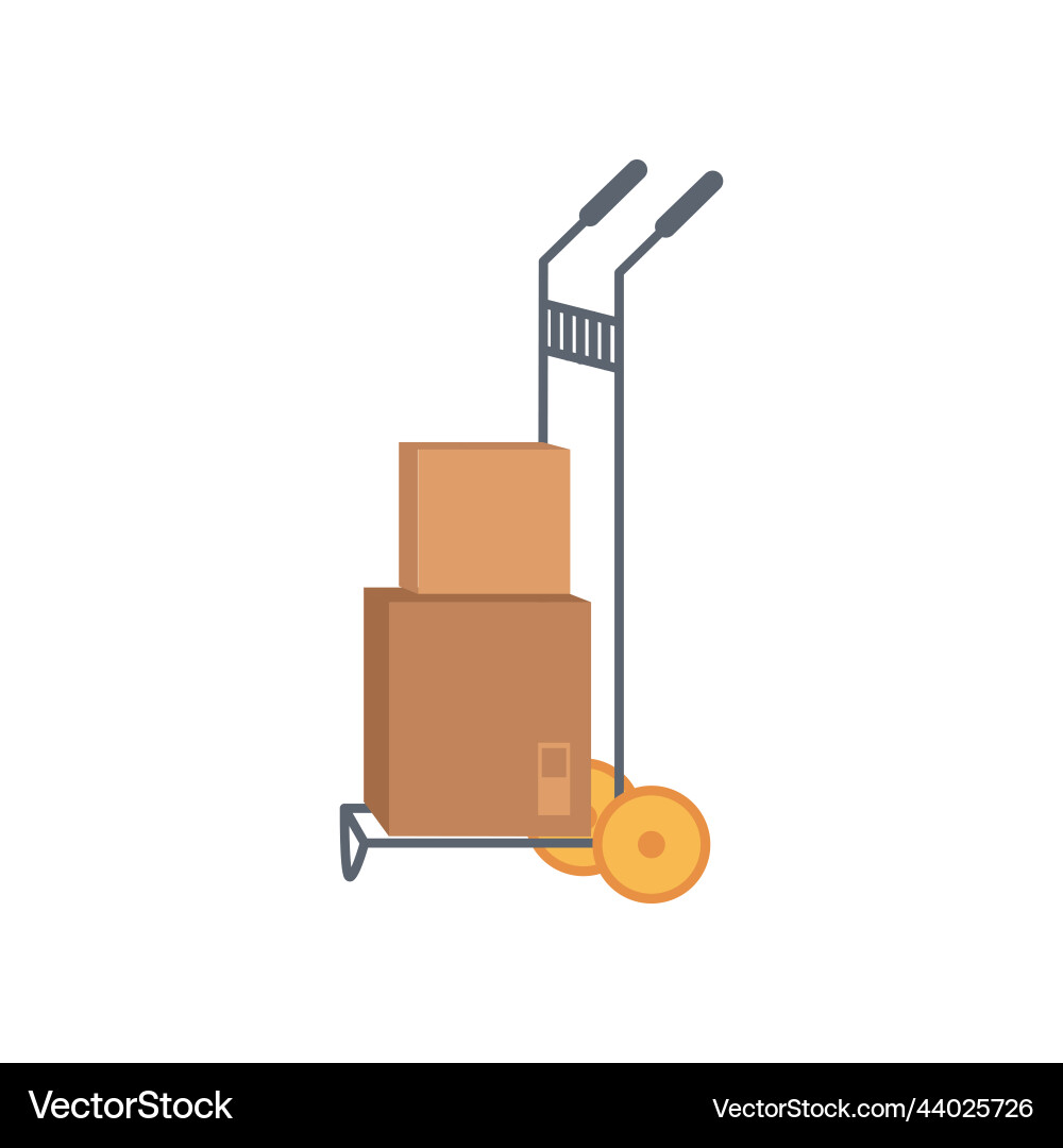 Relocation of goods moving on box trolley Vector Image