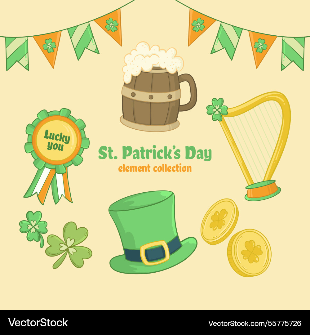 St patricks day element collection Royalty Free Vector Image