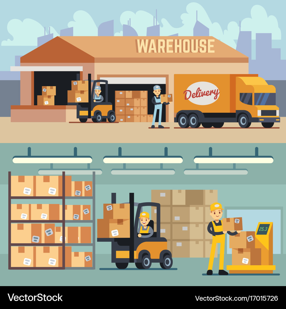 Warehouse storage and shipping logistics Vector Image