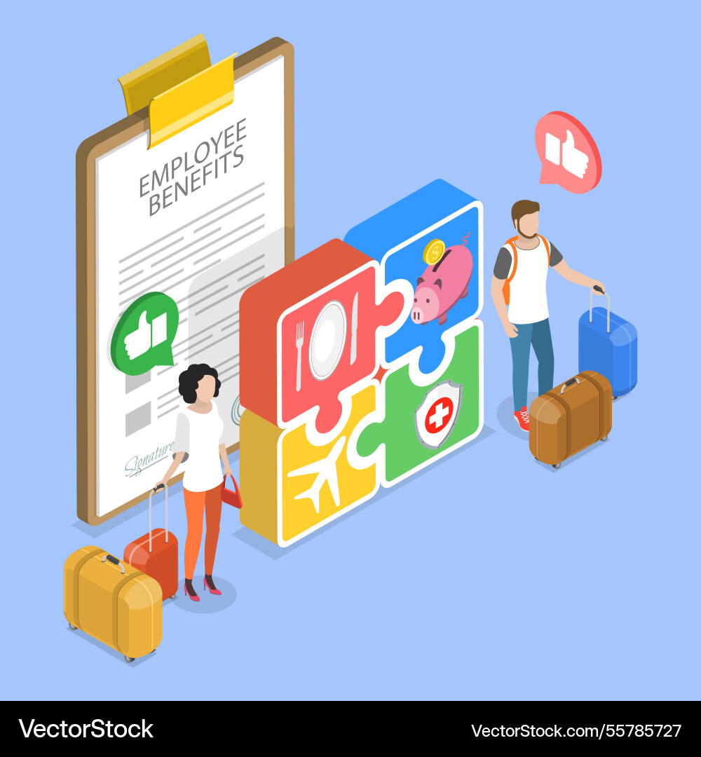 3d isometric flat of employee Royalty Free Vector Image