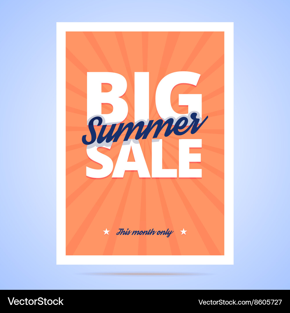 Big summer sale poster Royalty Free Vector Image