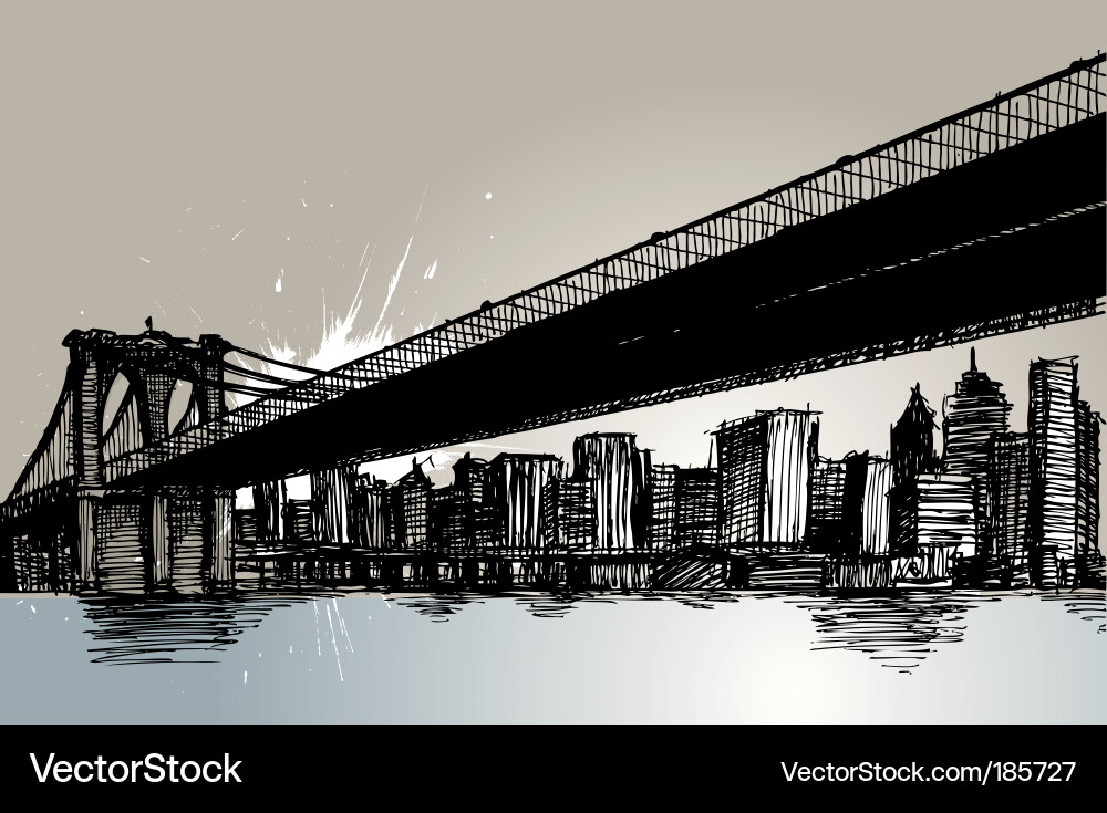 Bridge and city Royalty Free Vector Image - VectorStock
