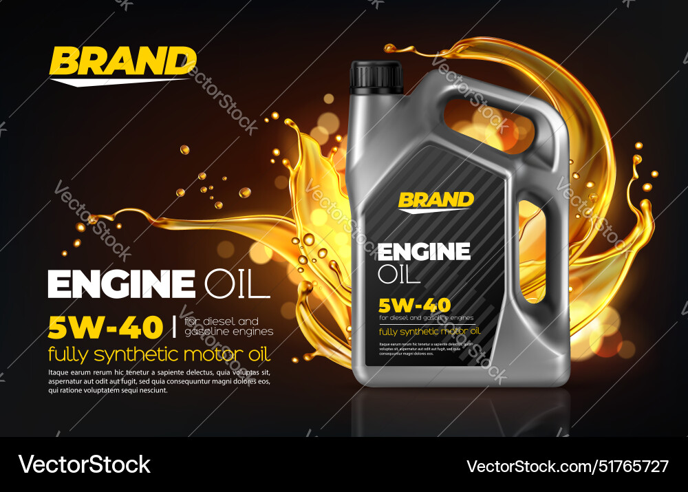 Car engine motor oil 3d lubricant splash bottle Vector Image