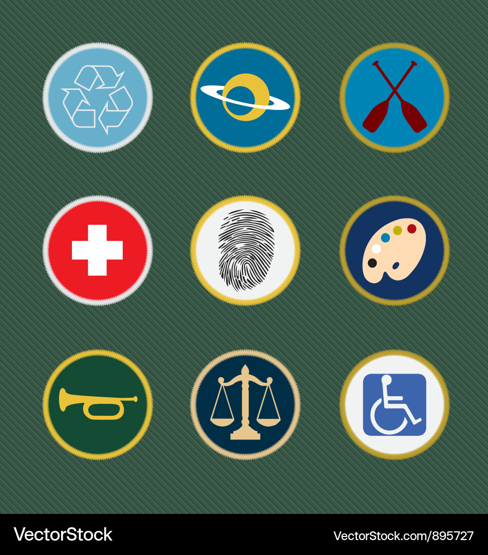Collection of Scout Merit Badges Royalty Free Vector Image