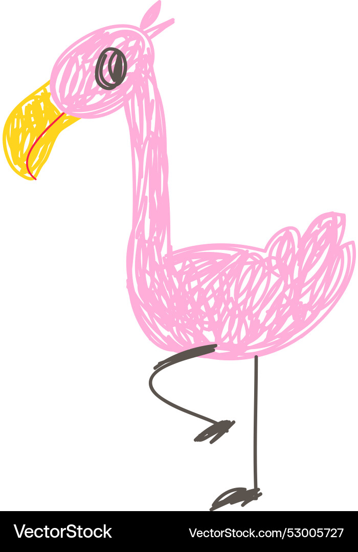 Flamingo as kids doodle simple hand drawn element Vector Image