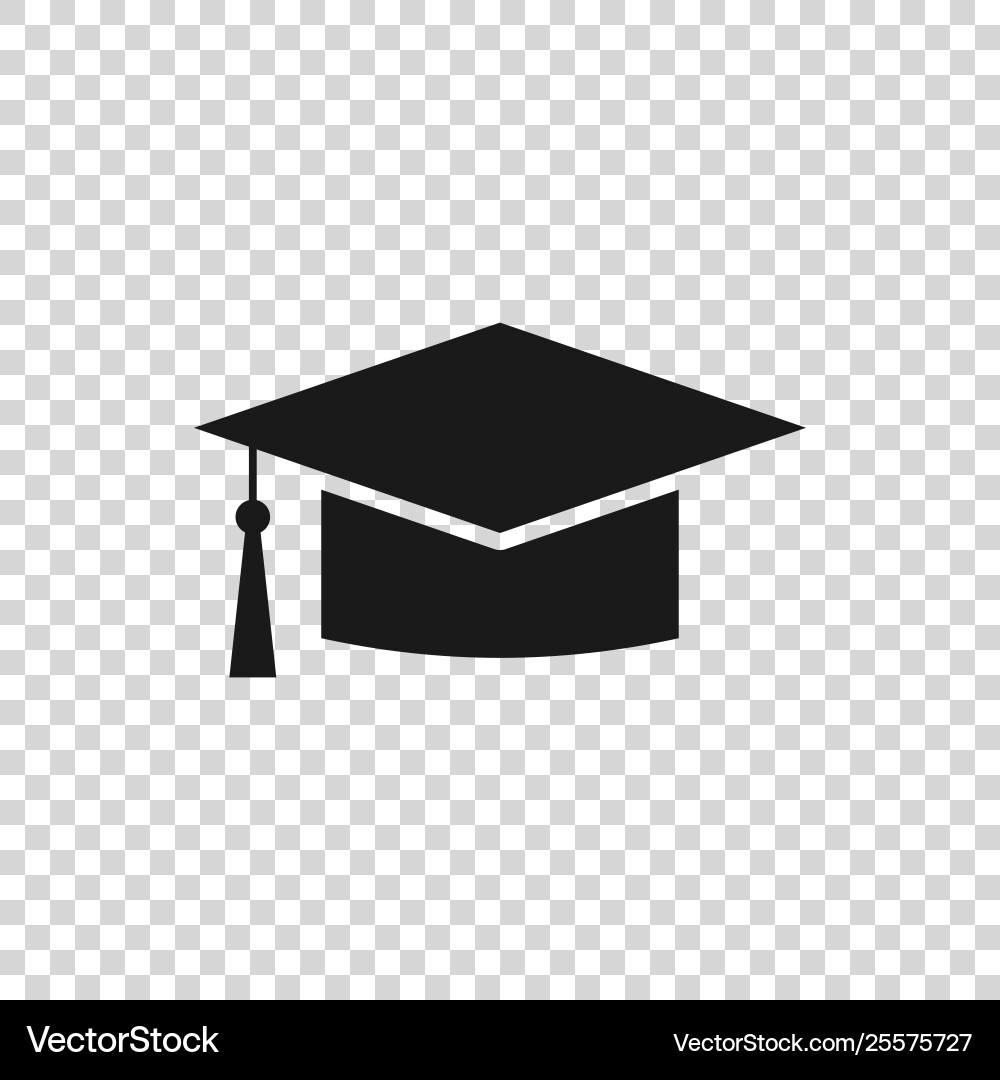 Grey graduation cap icon isolated on transparent Vector Image