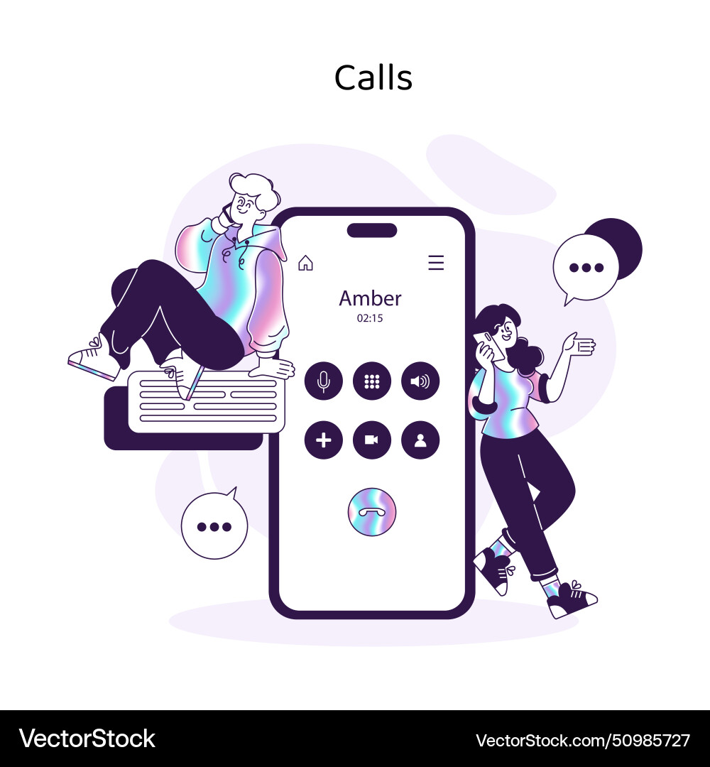 Individuals engage in a phone conversation Vector Image